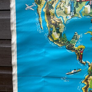 Large Rare Vintage MAP of the WORLD School Chart TRADE Pictorial Linen ...