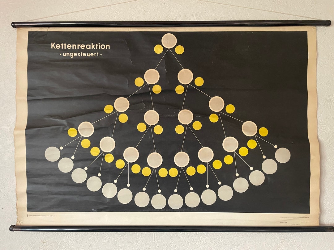 Vintage German School Chart of A CHAIN REACTION. Pull Down - Etsy