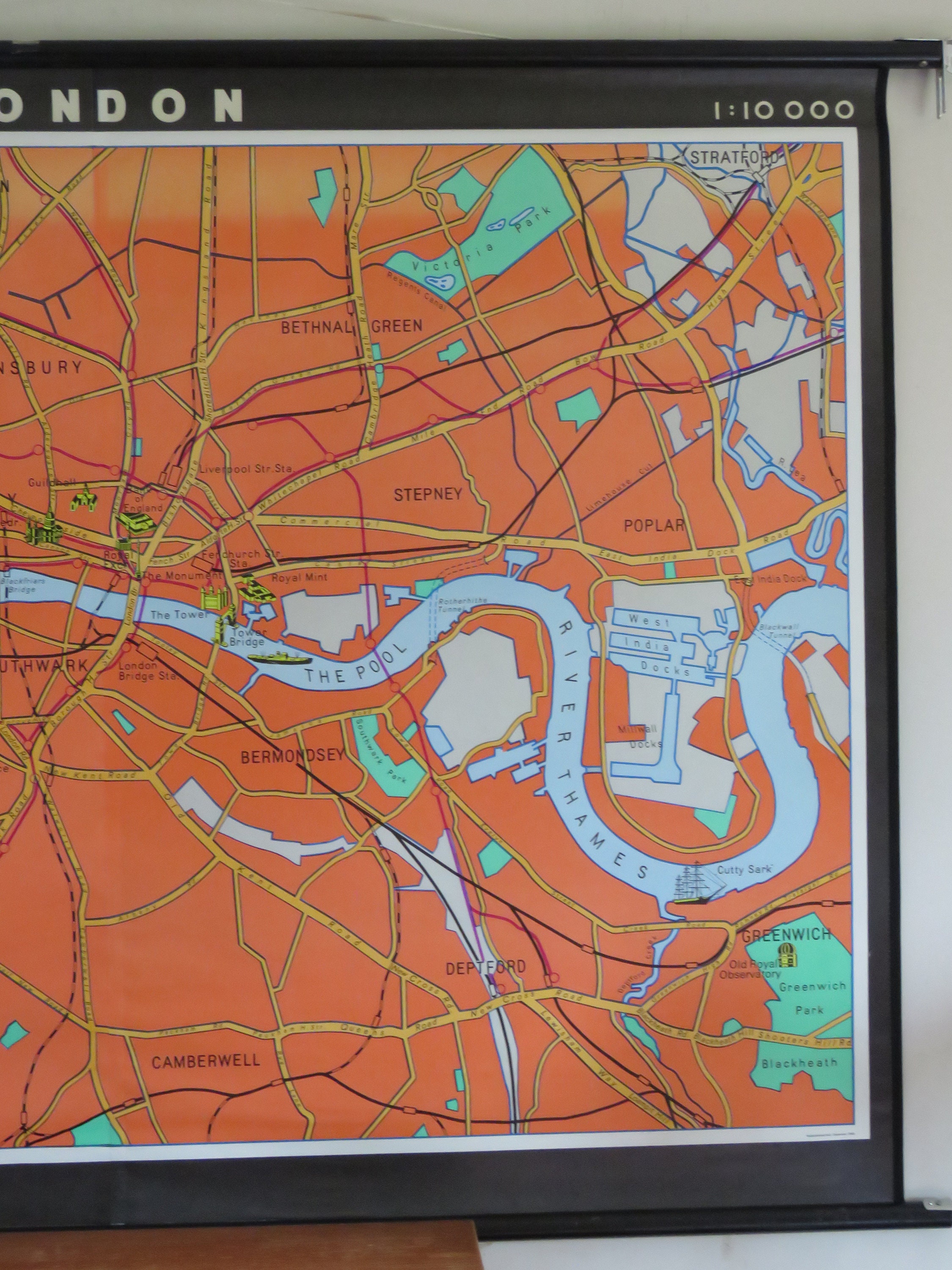 Rare vintage LONDON CITY MAP by Haack Gotha roll down | Etsy