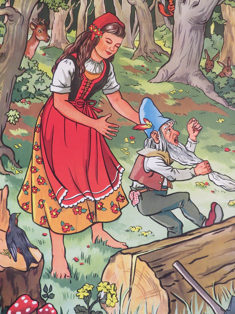 Vintage Snow White & Rose Red FAIRYTALE School Chart Wall | Etsy