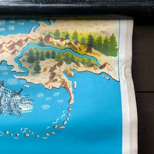 Large Rare Vintage MAP of the WORLD School Chart TRADE Pictorial Linen ...