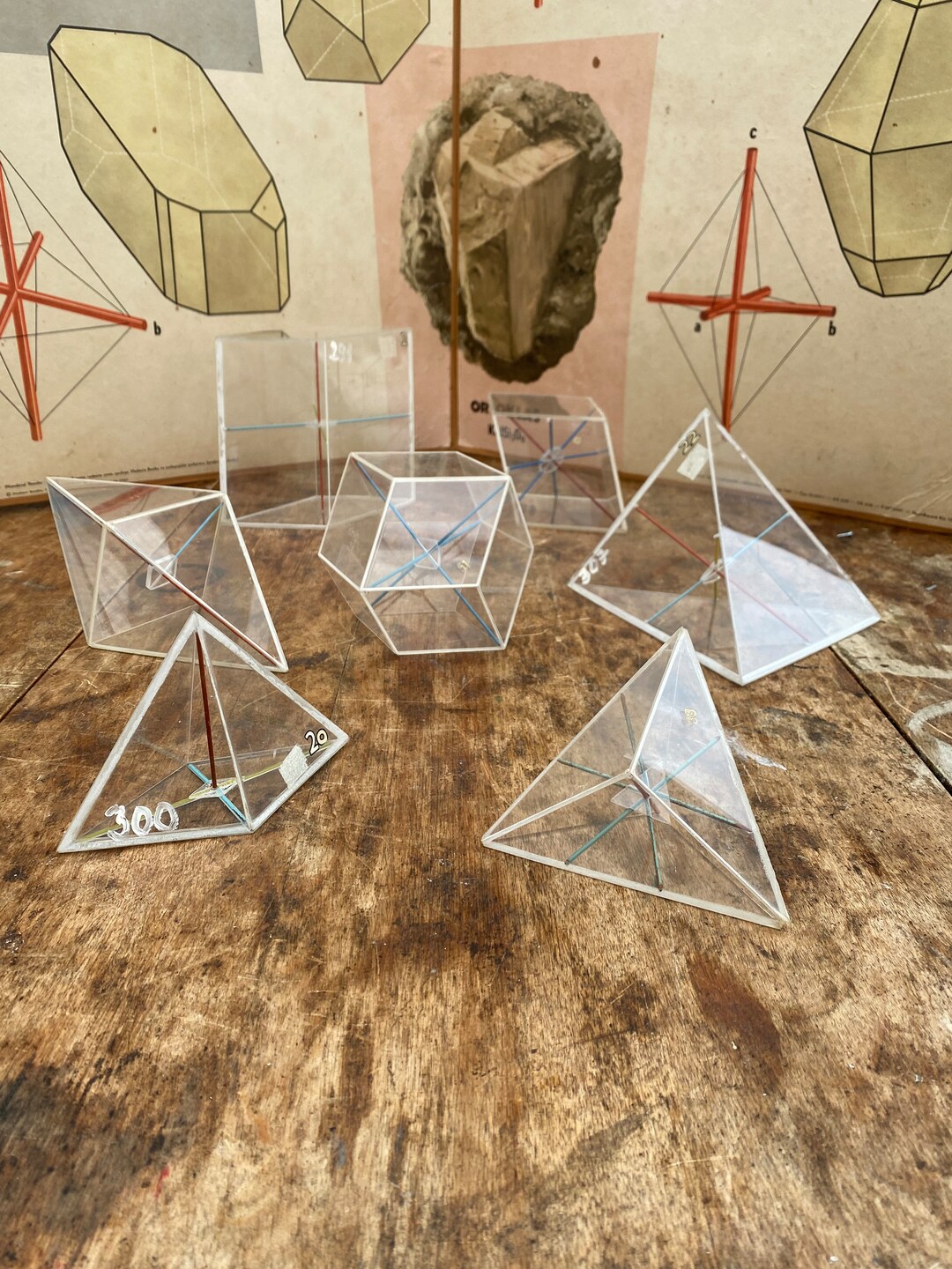 Vintage Perspex GEOMETRIC SHAPES Set of 6 Educational Models MATHS ...