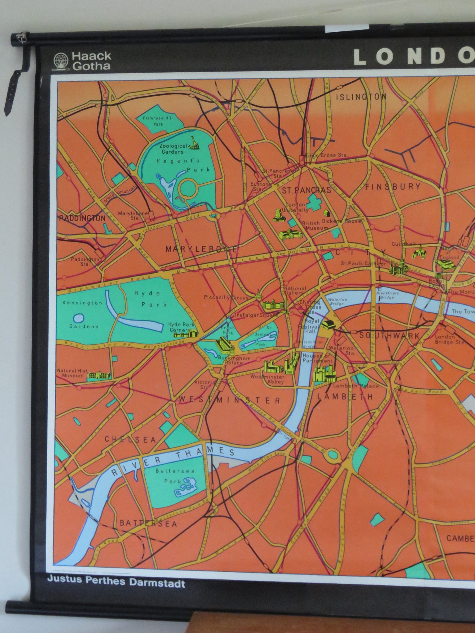 Rare Vintage LONDON CITY MAP by Haack Gotha Roll Down - Etsy