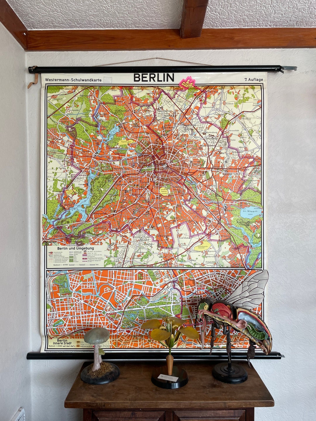 Vintage BERLIN Map by Westermann Roll Down Linen Backed School Map 1970 ...