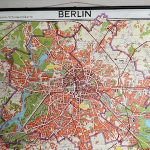 Vintage BERLIN Map by Westermann Roll Down Linen Backed School Map 1970 ...