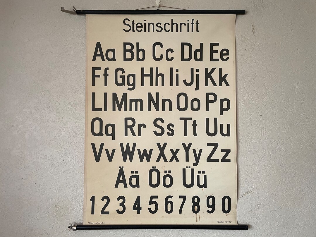 Vintage CALLIGRAPHY CURSIVE Handwriting Educational School Chart ...