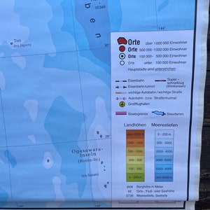 Vintage Map JAPAN School Wall Chart Educational Map Roll Down /pull ...