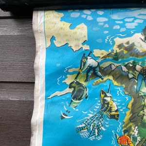 Large Rare Vintage MAP of the WORLD School Chart TRADE Pictorial Linen ...