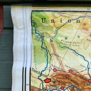 Vintage ASIA GEOGRAPHICAL MAP School Map Wall Map Educational Poster ...