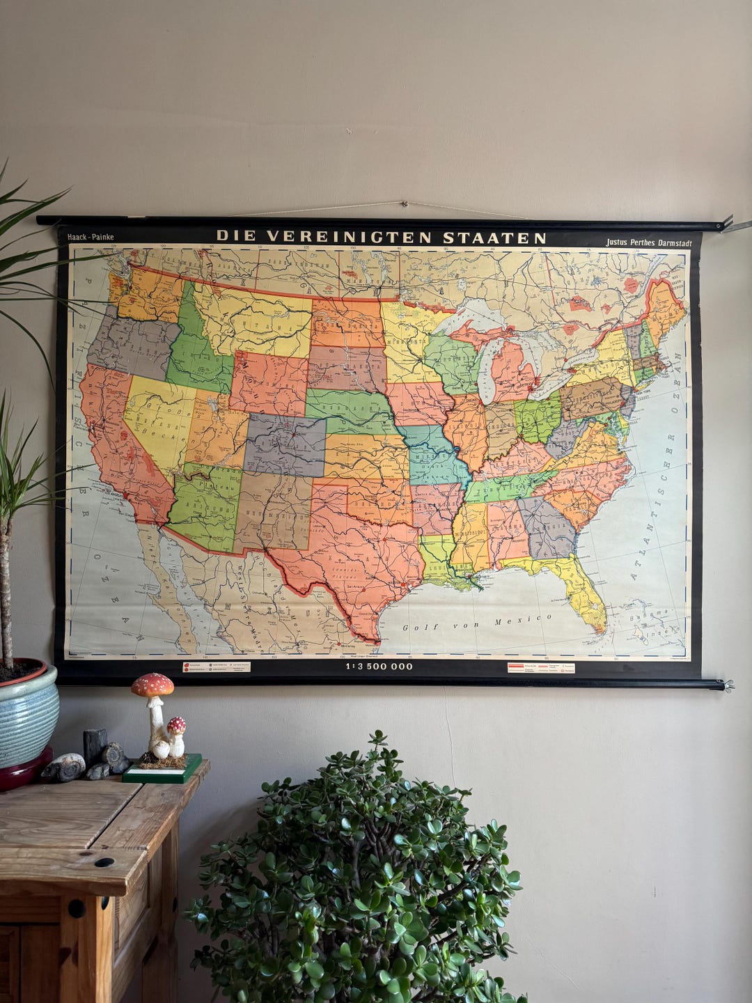 Vintage School Map of NORTH AMERICA Down Educational Map Chart USA ...