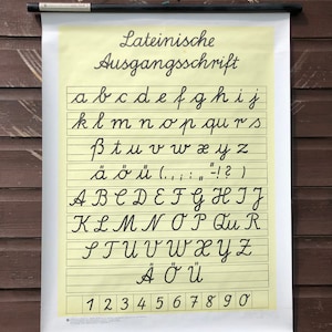 Vintage CALLIGRAPHY CURSIVE Handwriting Educational School Chart ...