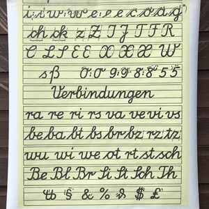 Vintage CALLIGRAPHY CURSIVE Handwriting Educational School Chart ...