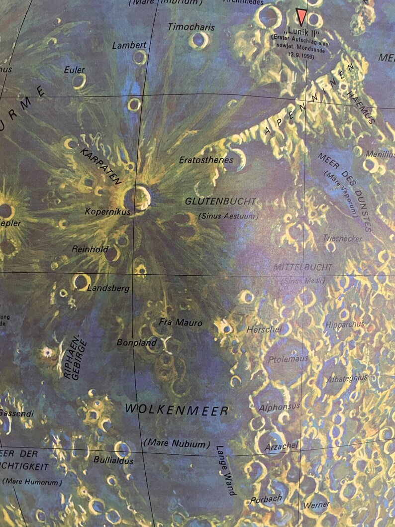 Vintage MOON Roll Down School Chart Space ASTRONOMY - Etsy