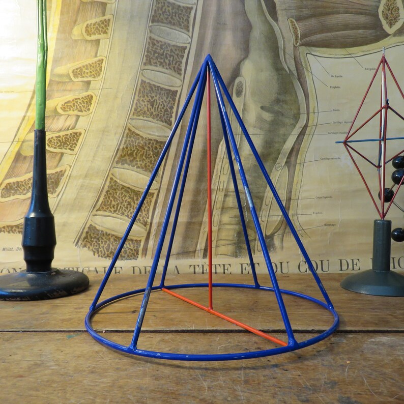 Vintage CONE GEOMETRIC SHAPE Educational Model 1950s Maths Model Solid ...