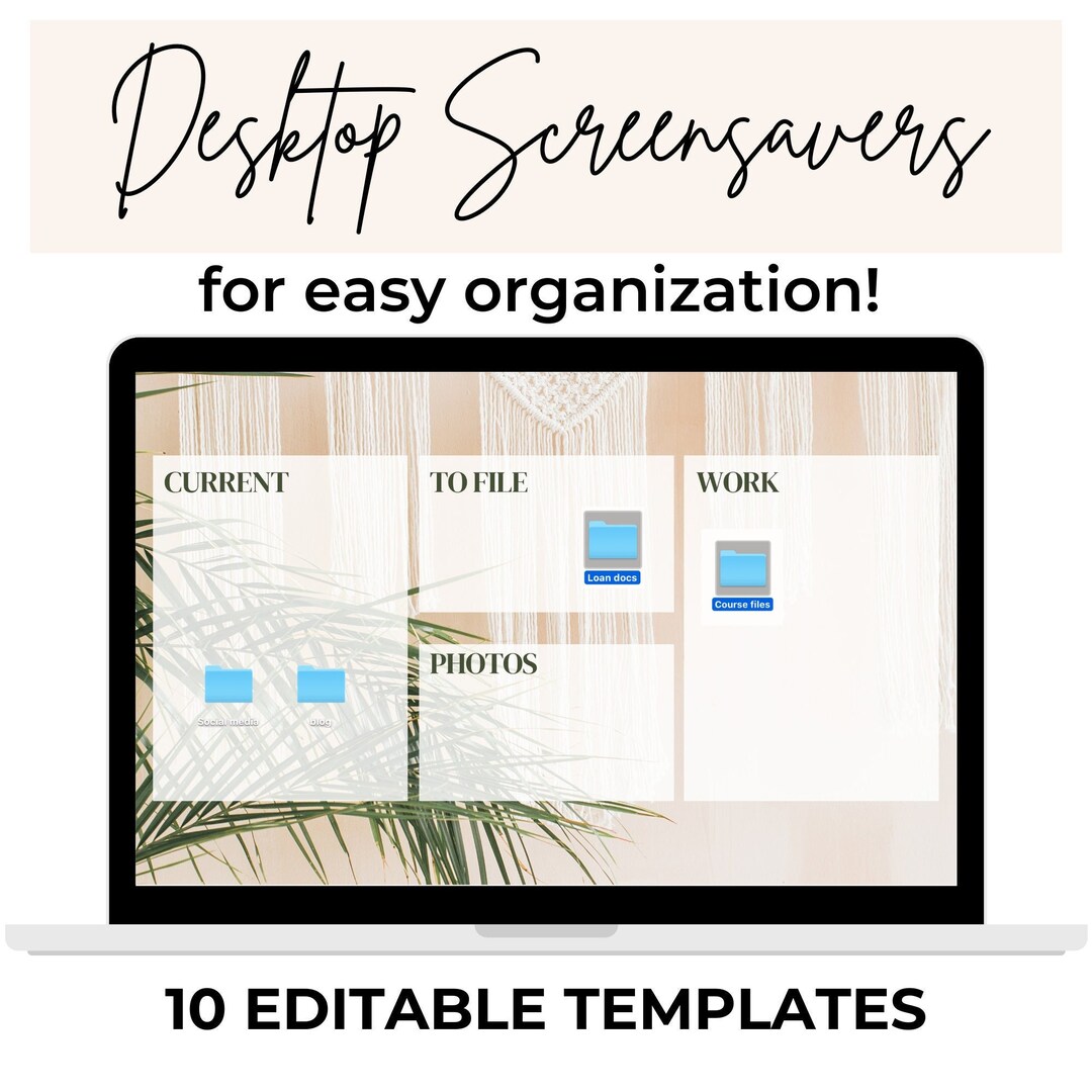 Desktop Screensavers| Desktop Organizers| Boho Editable Design - Etsy