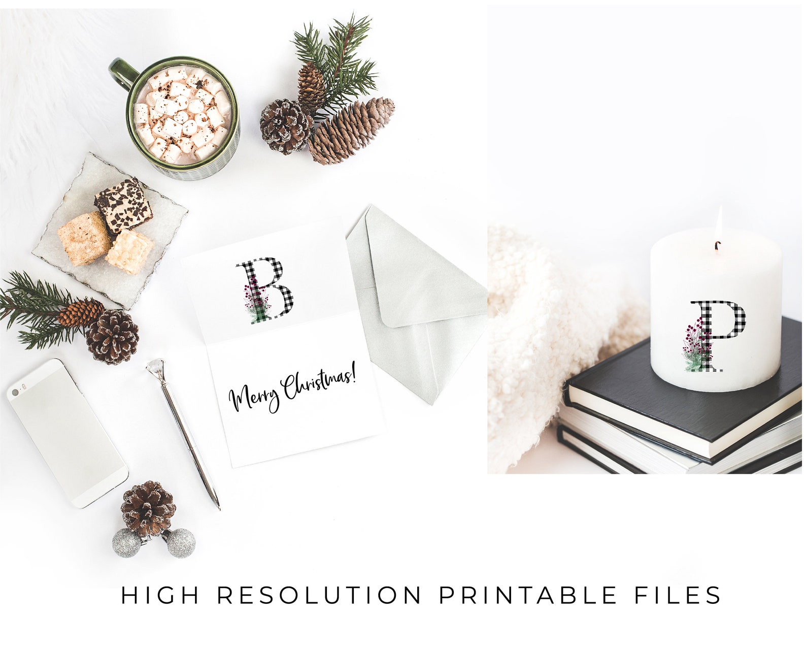 Plaid Alphabet Letters/ Monogram/ Christmas Letters/ Mistletoe Clipart ...