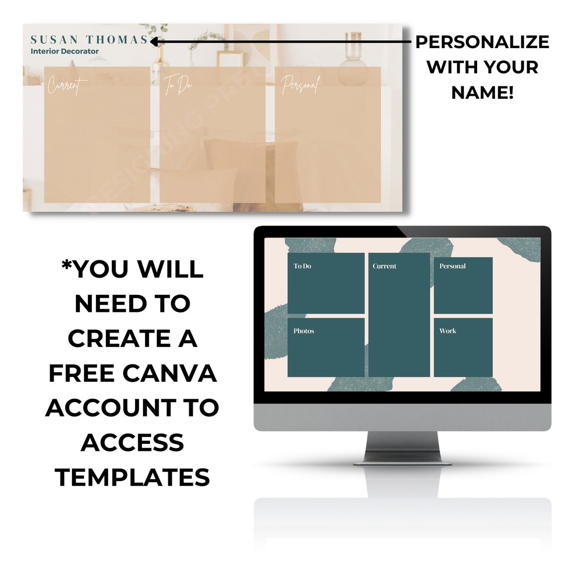 Desktop Screensavers| Desktop Organizers| Boho Editable Design - Etsy