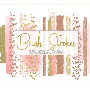 Rose Gold Clipart, Gold Brush Strokes, Watercolor Brush Strokes ...