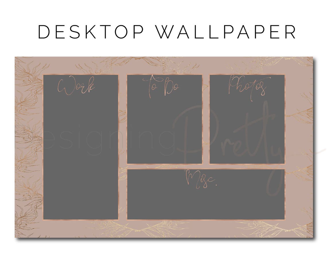 Rose Gold Desktop Wallpaper Organizer - Etsy