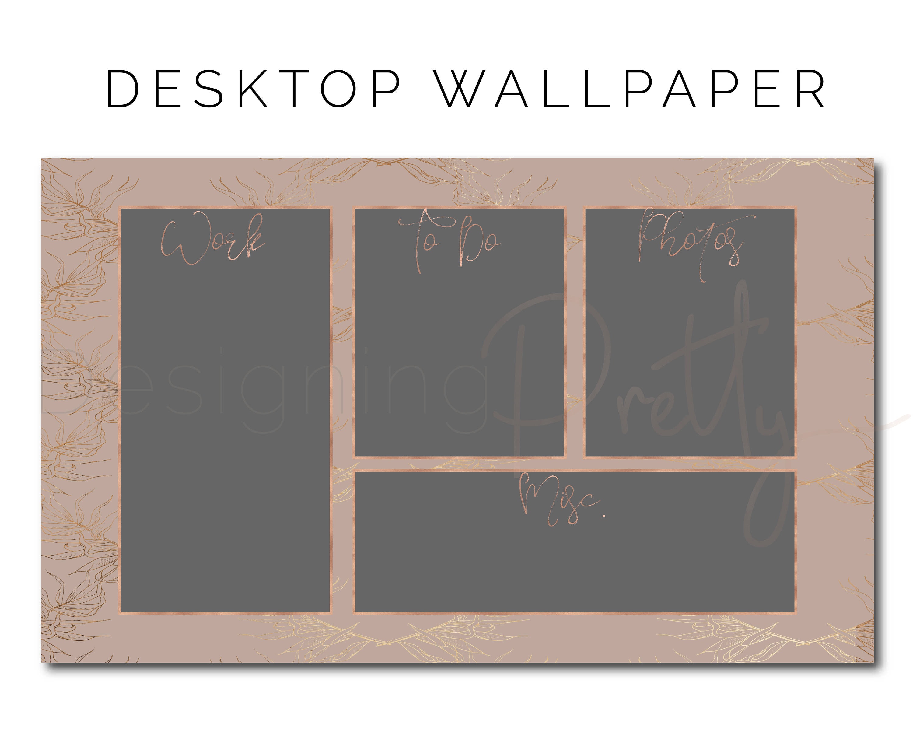 Rose Gold Desktop Wallpaper Organizer - Etsy