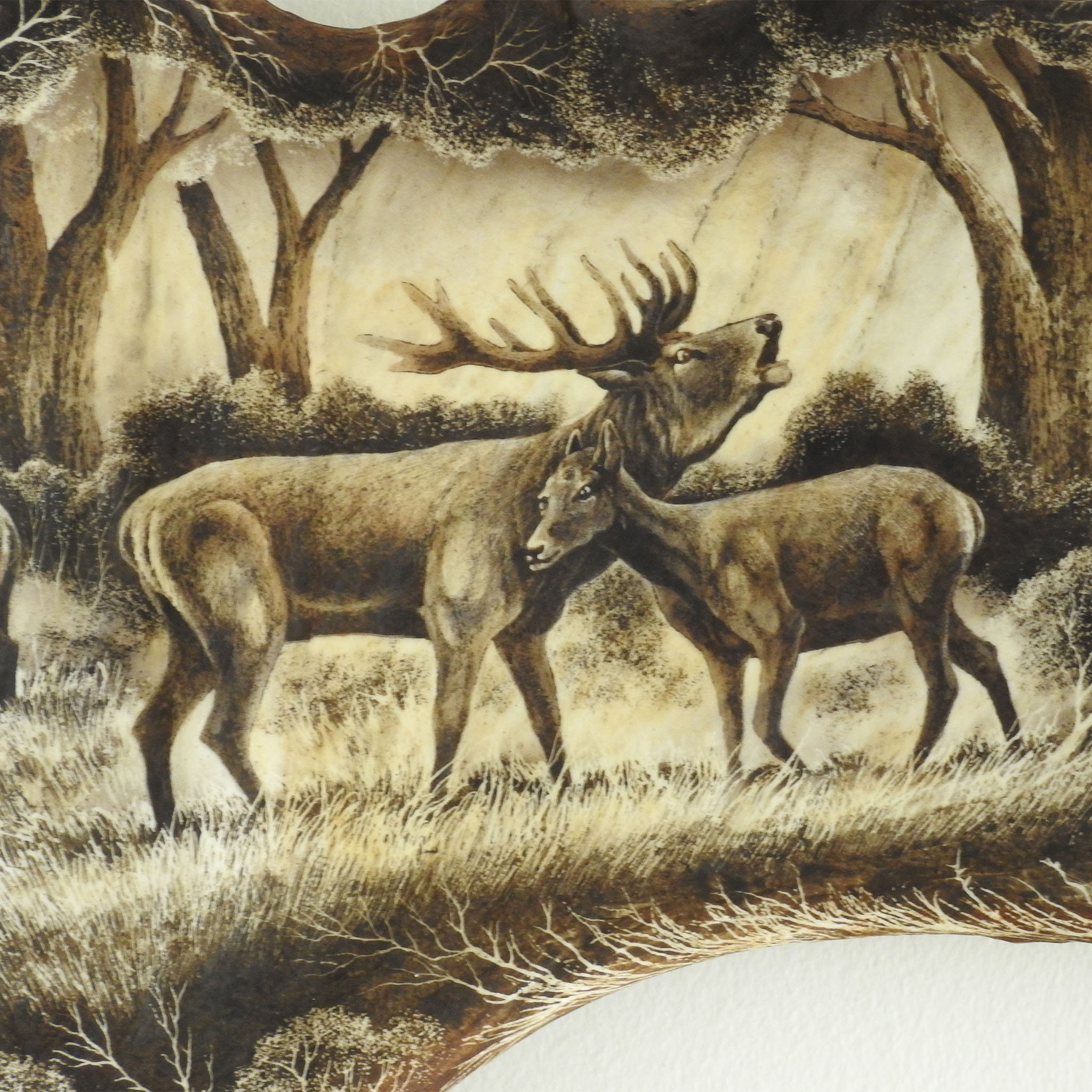 Real Moose Antler Carving Shows Roaring Deers - Etsy
