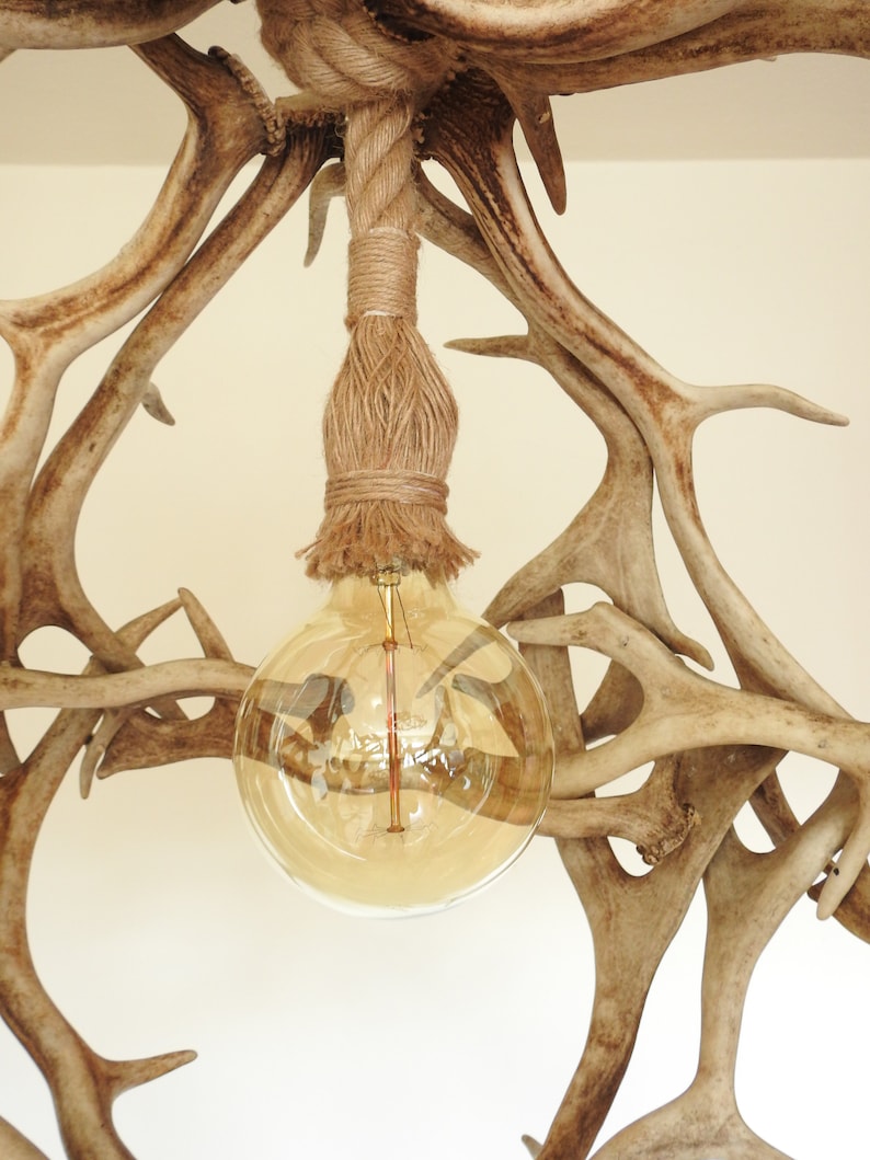 White Ball Real Antler Chandelier | Etsy