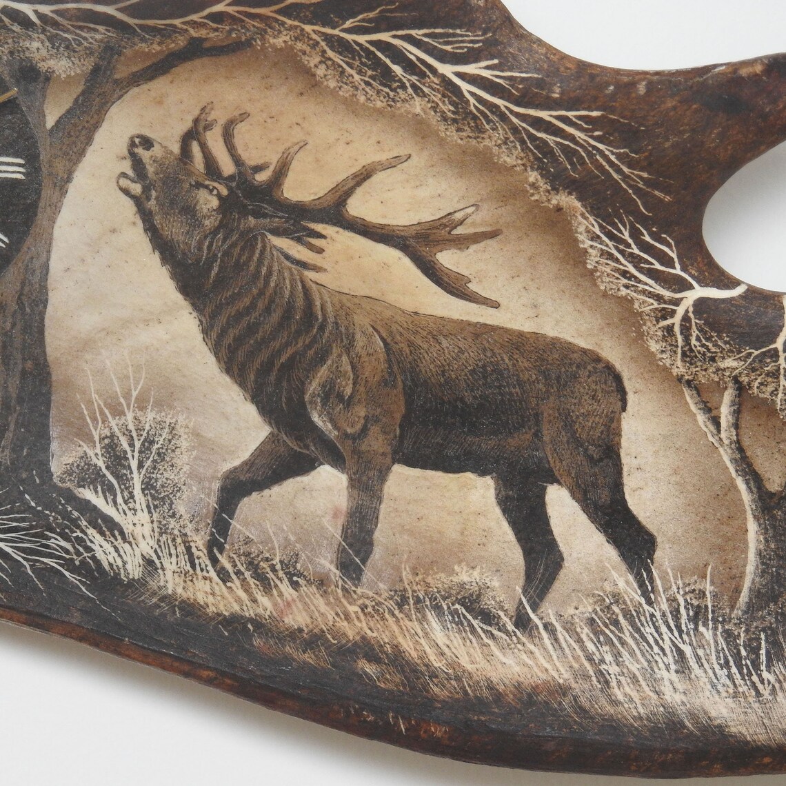 Real Moose Antler Carving Shows Roaring Deers - Etsy