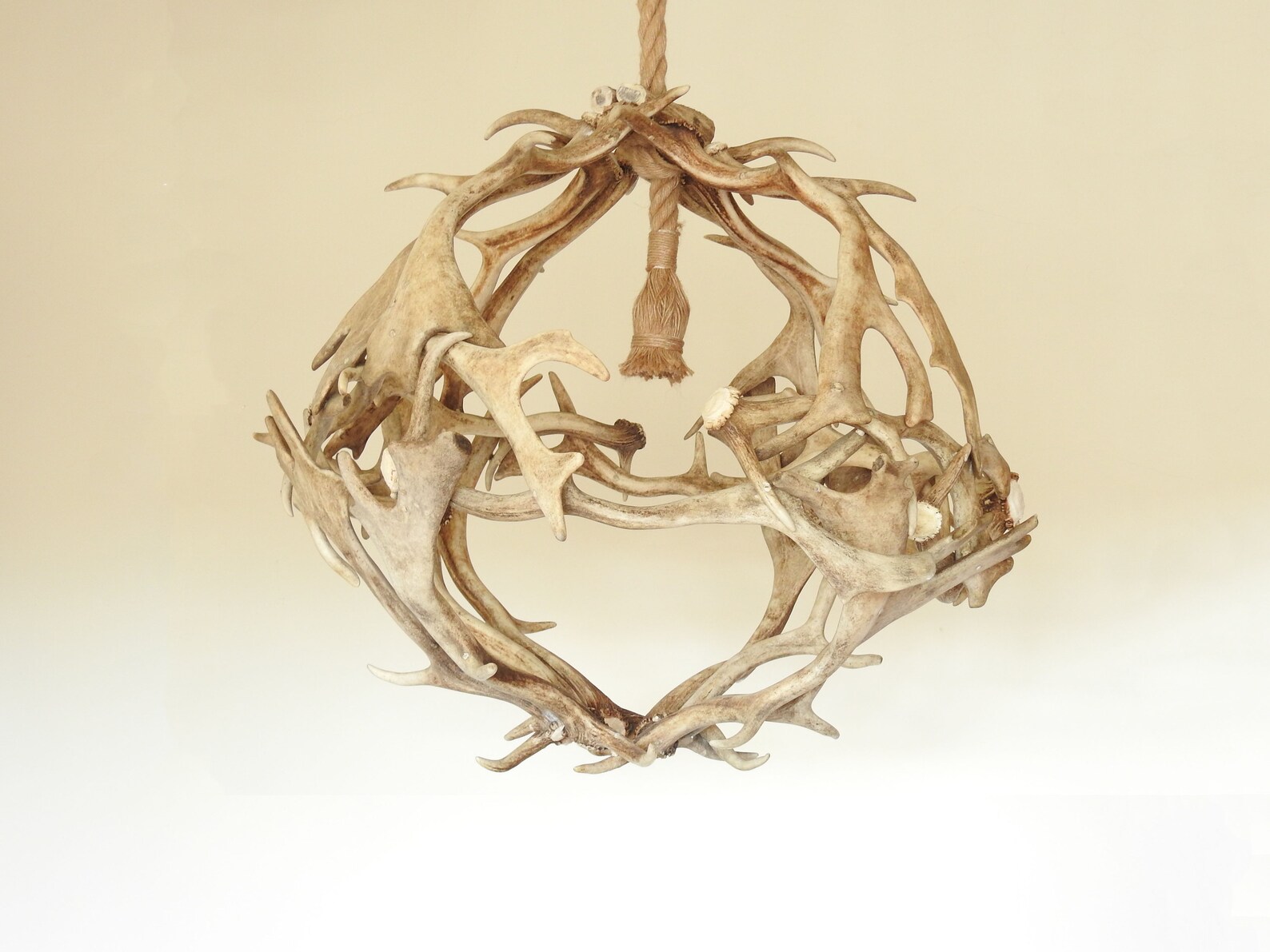 White Ball Real Antler Chandelier | Etsy