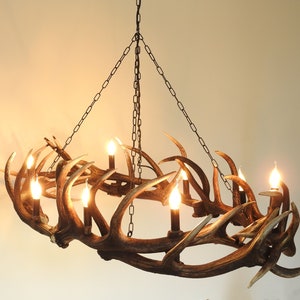Long Real Antler Chandelier With Downlights - Etsy