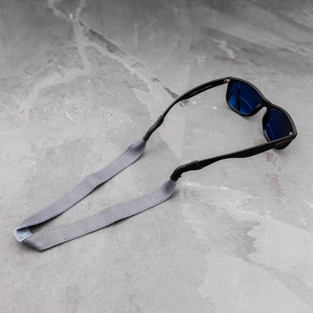 Gray Leather Sunglass Strap, Comfortable Suede Backing - Etsy