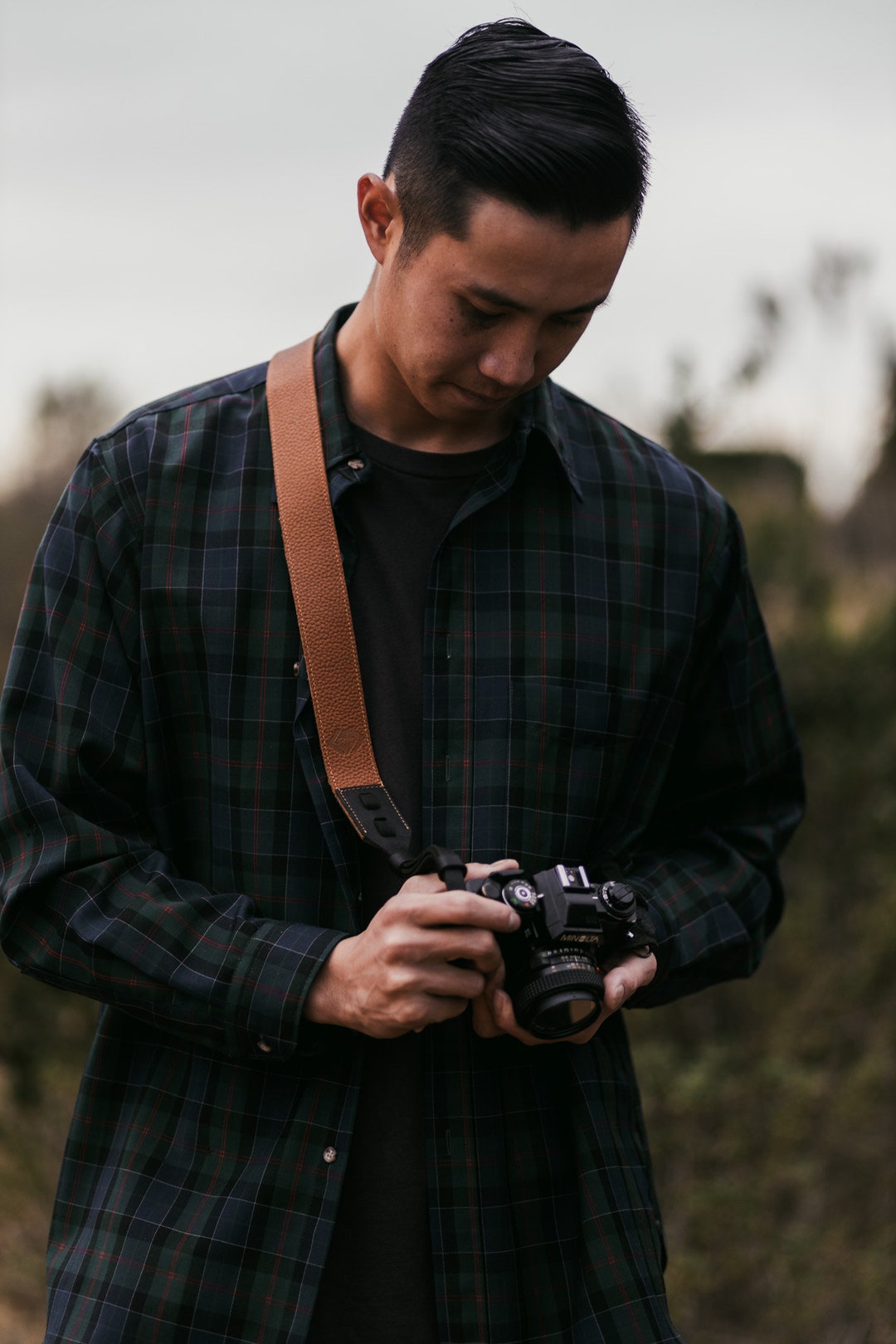 Camera Strap - Crossbody Tan/black Leather Camera Strap for DSLR/SLR ...