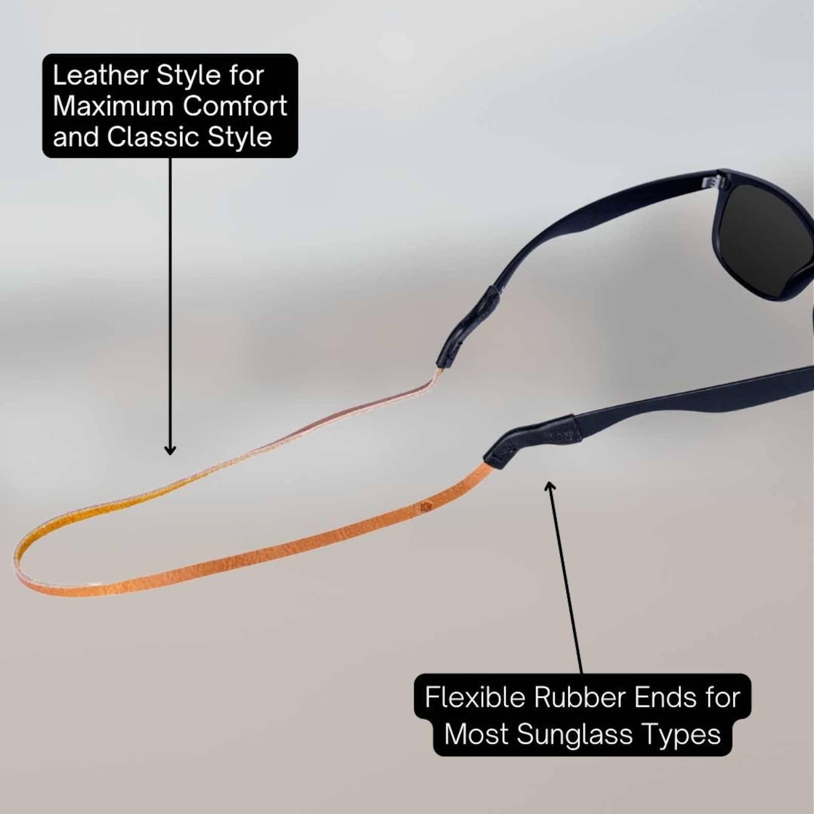 Black Slim Leather Sunglass Strap / Sunglass Retainer / Strap for ...