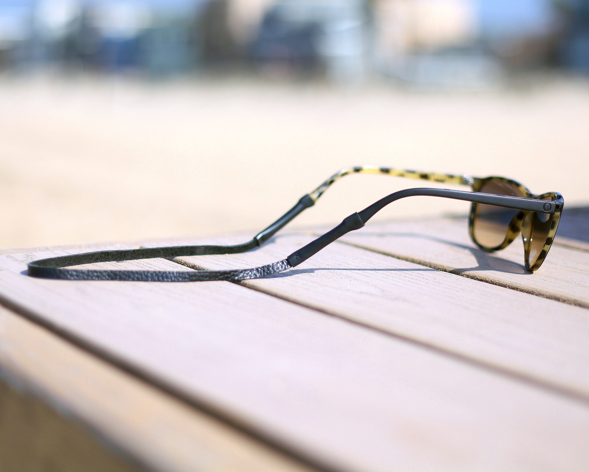 Black Slim Leather Sunglass Strap / Sunglass Retainer / Strap for ...