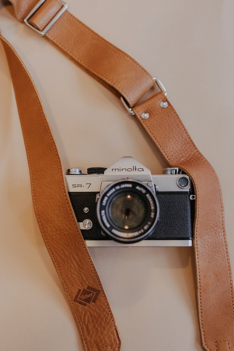 Tan Leather Overlap Camera Strap – Personalized Adjustable DSLR/SLR ...