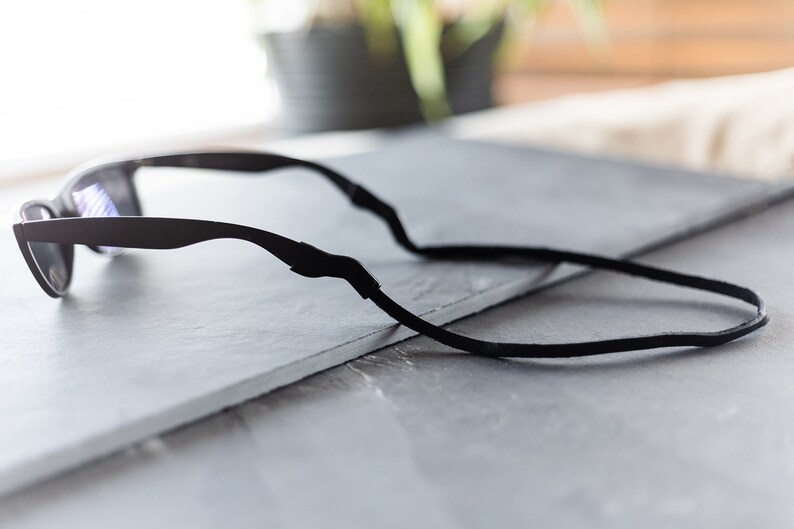 Black Slim Leather Sunglass Strap / Sunglass Retainer / Strap for ...