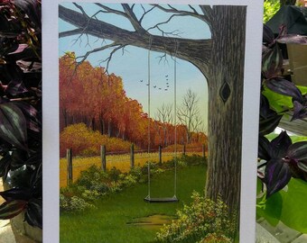 Tree swing painting | Etsy