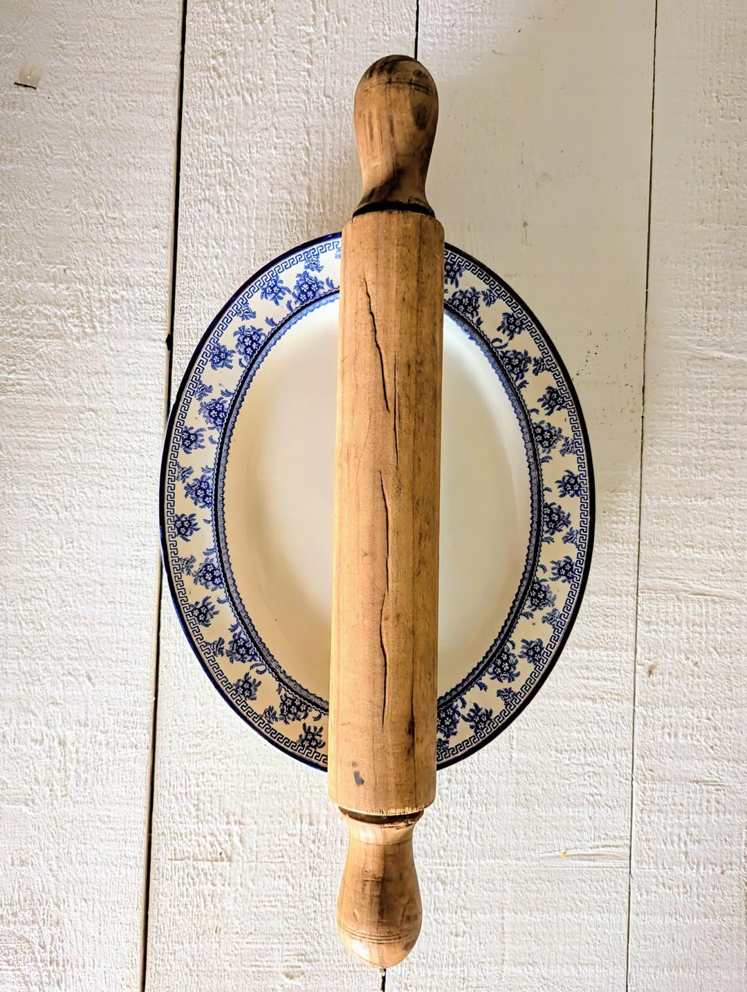 Vintage Antique Wooden Rolling Pin, One Piece 17", Cottage Kitchen ...