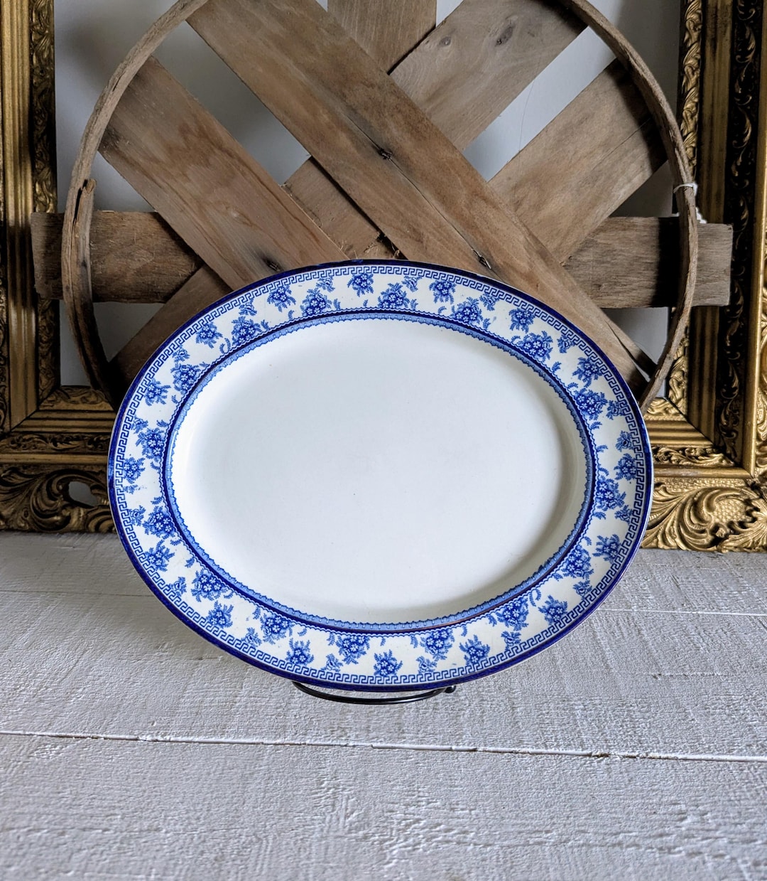 Vintage Stanley Pottery Serving Platter, Burslem England, Blue and ...