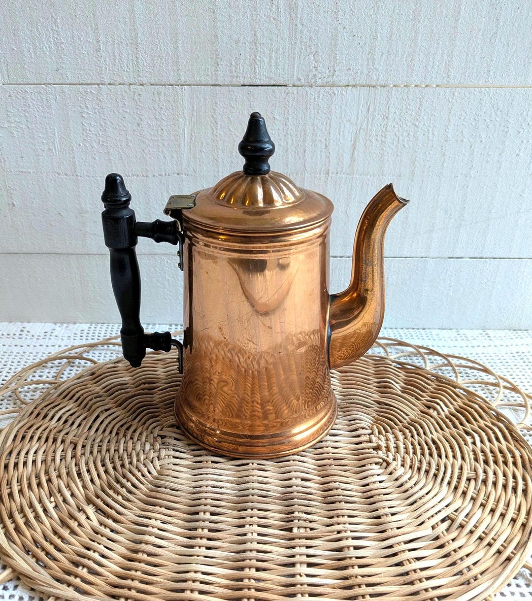 Vintage Copper Gooseneck Coffee Pot, Rome Metal Ware, Copper Kettle ...