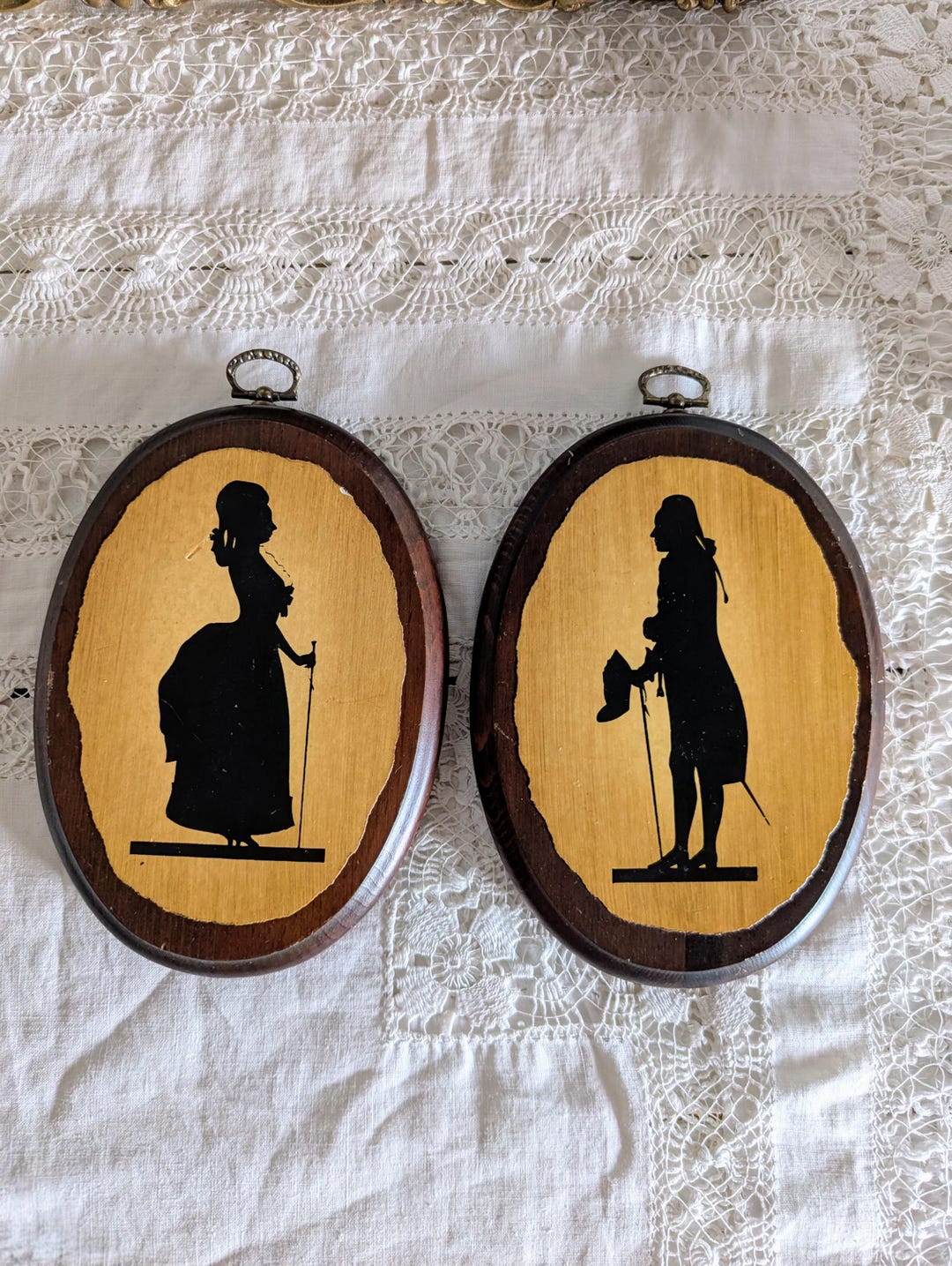 Vintage Pair of Colonial Victorian Silhouettes, Vintage Wall Decor - Etsy