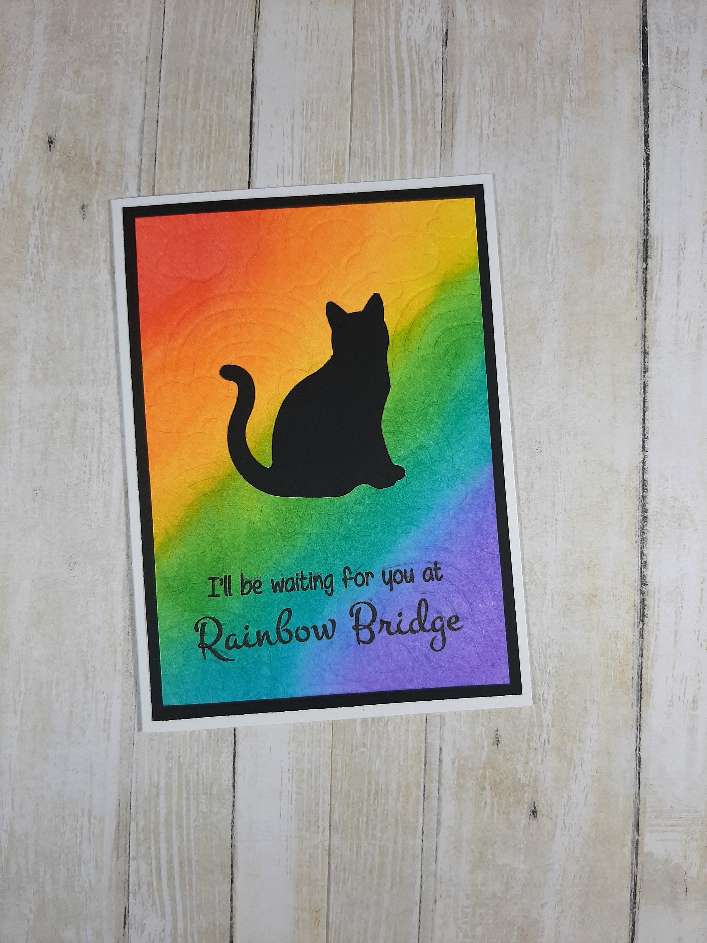Handmade Cat Rainbow Bridge Card, Rainbow Bridge Cat Gift, Cat Sympathy ...