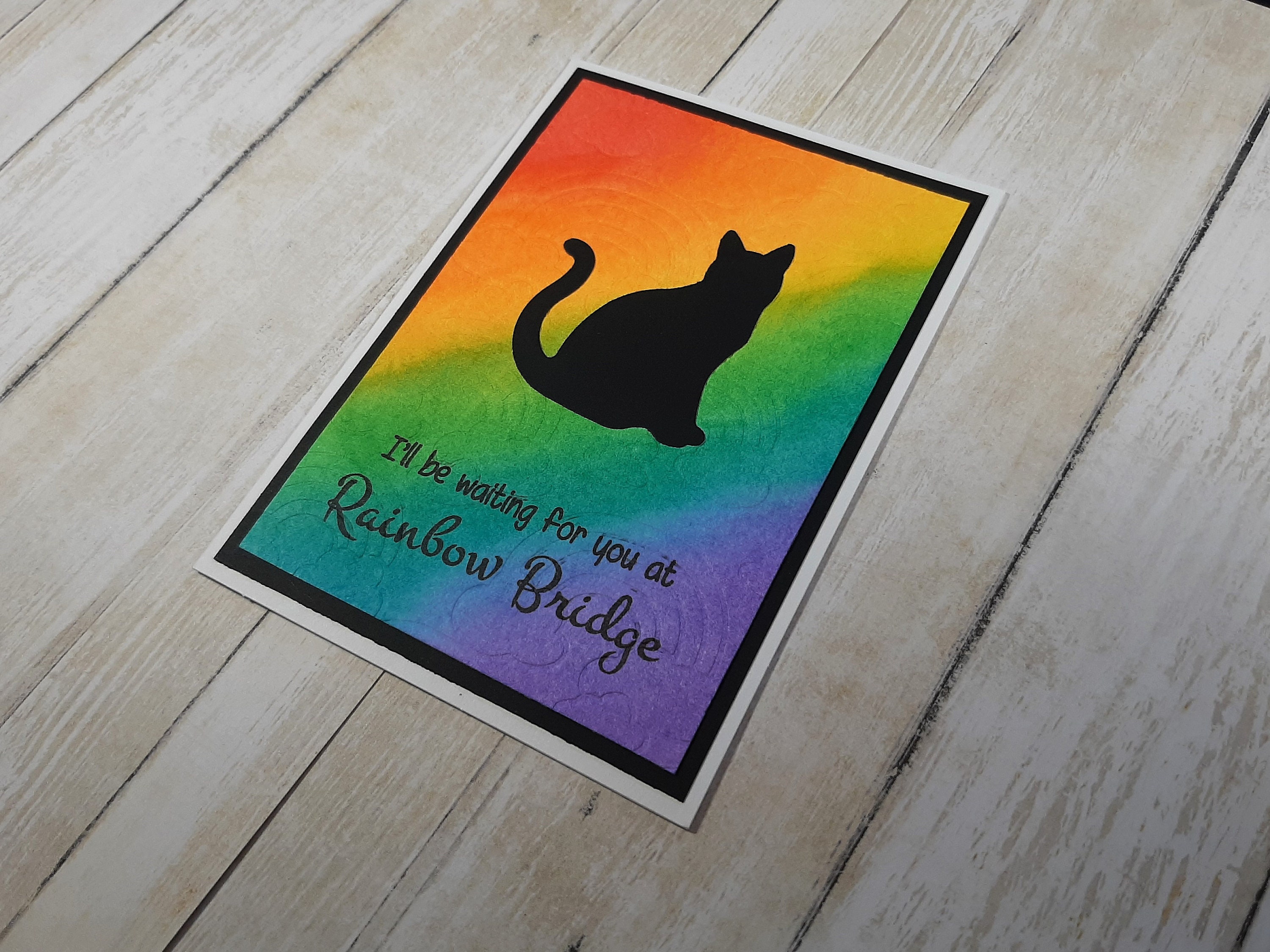 Handmade Cat Rainbow Bridge Card, Rainbow Bridge Cat Gift, Cat Sympathy ...