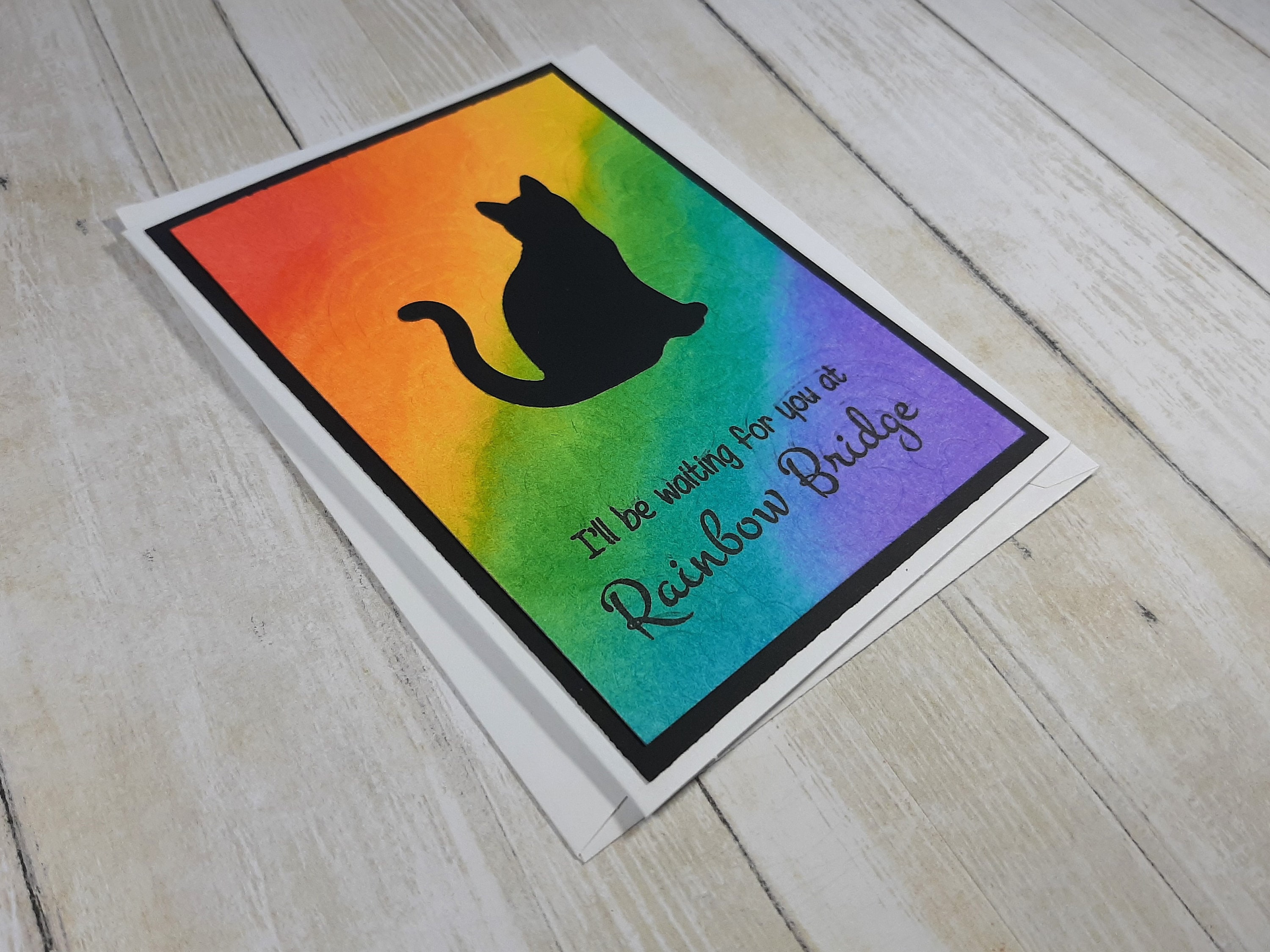Handmade Cat Rainbow Bridge Card, Rainbow Bridge Cat Gift, Cat Sympathy ...