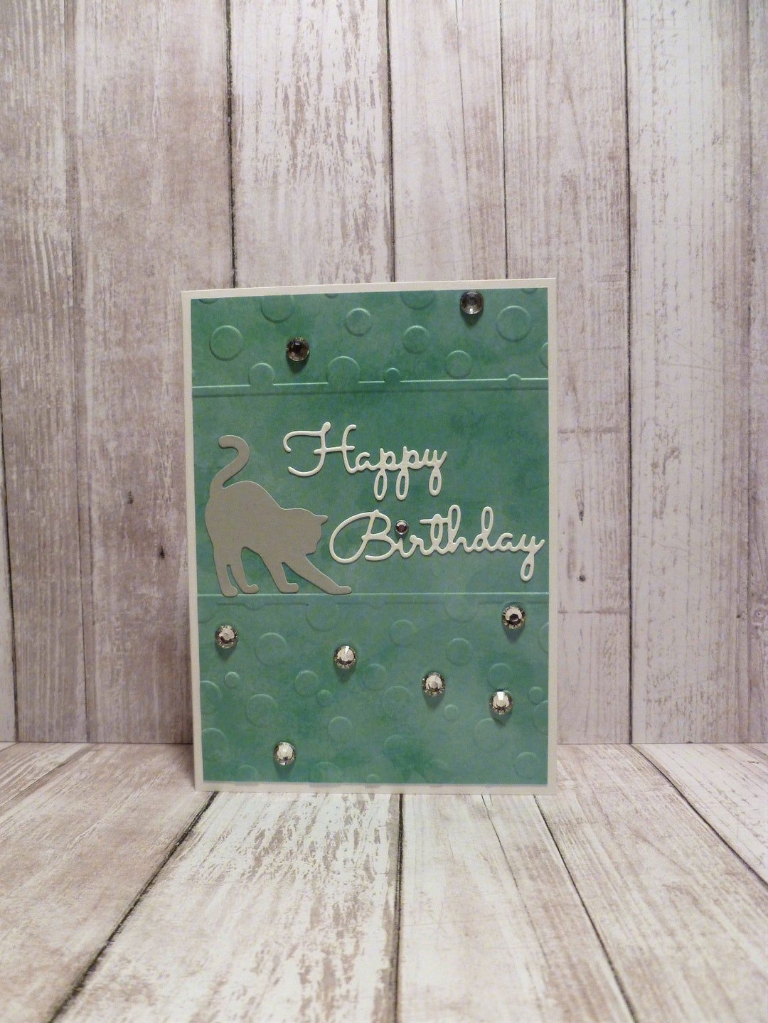 Handmade Cat Birthday Card, Gray Cat Birthday Card, Cat Lover Birthday ...