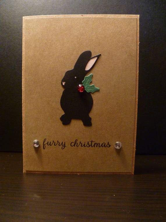 Handmade Black Rabbit Christmas Card Bunny Christmas Card | Etsy