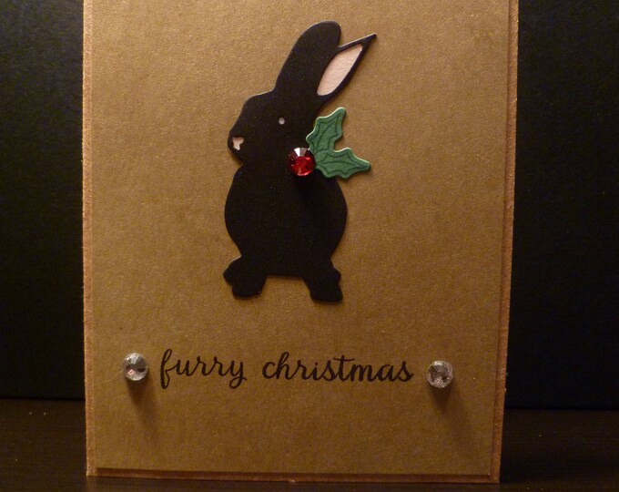 Handmade Black Rabbit Christmas Card Bunny Christmas Card - Etsy