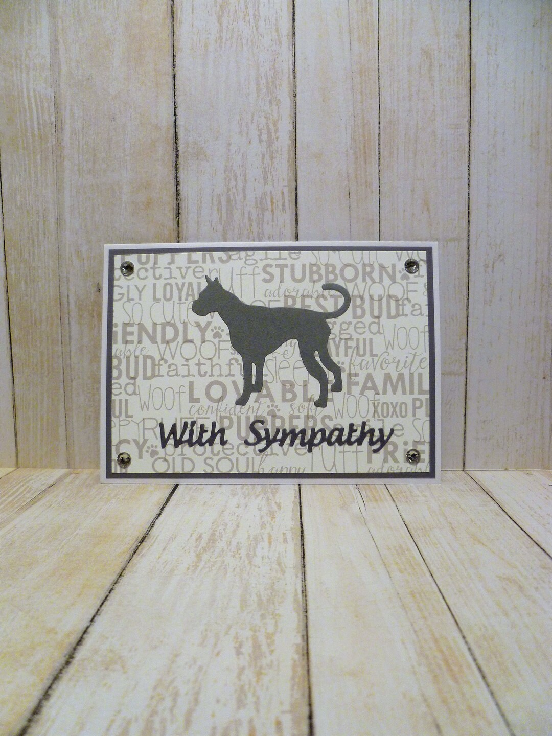 Handmade Blue Steel Great Dane Sympathy Card, Silver Great Dane ...