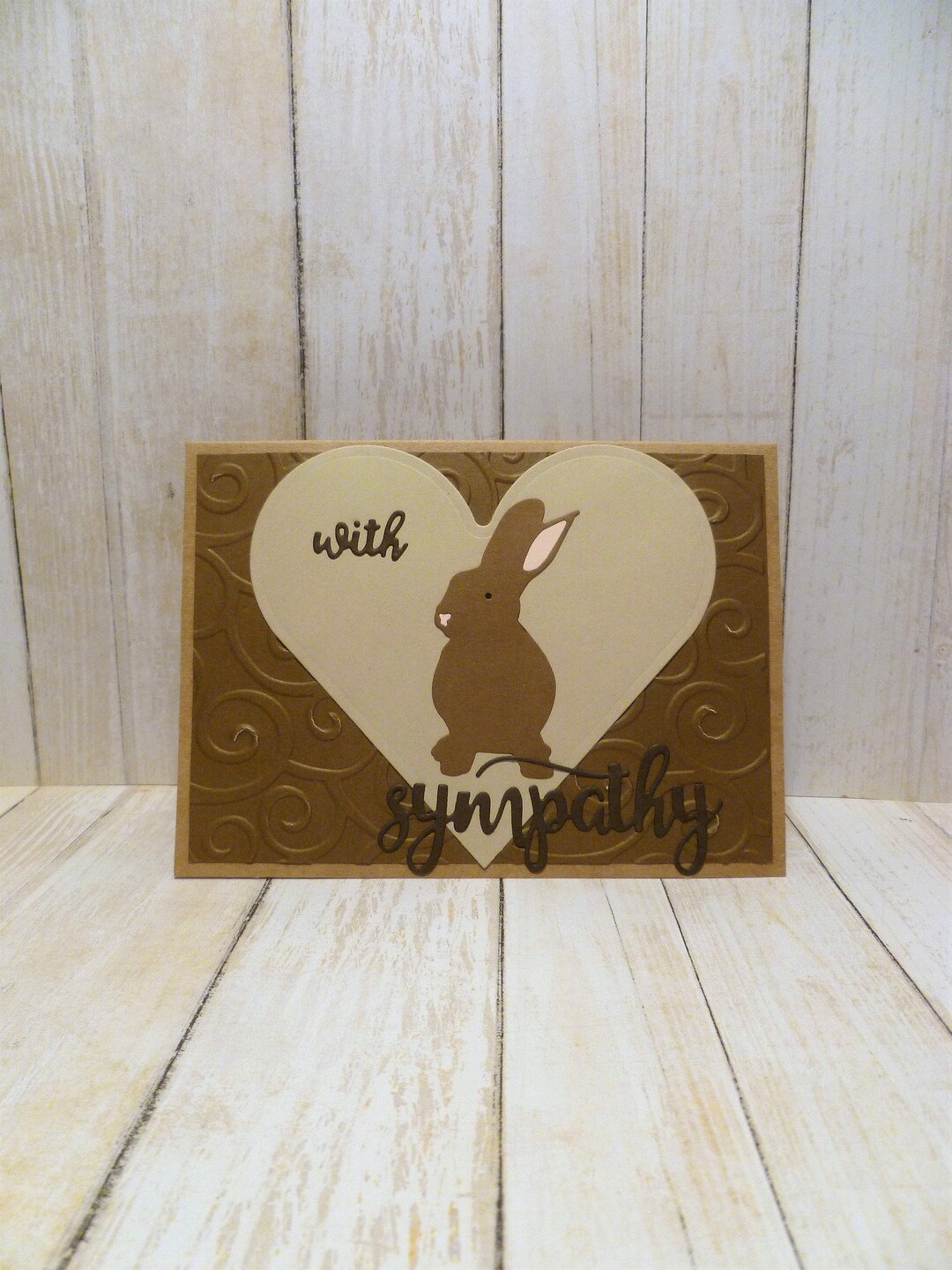 Handmade Brown Rabbit Sympathy Card, Brown Bunny Memorial Card, Bunny ...