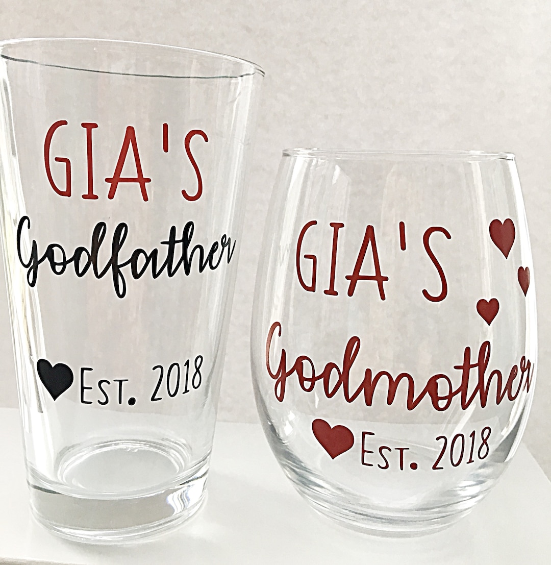 Godparent Gift Set 2, Custom Godparent Glasses, Personalized Godparent ...