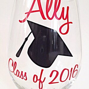 Graduation Wine Glass, College Graduation Glass, Graduation Gift, High ...